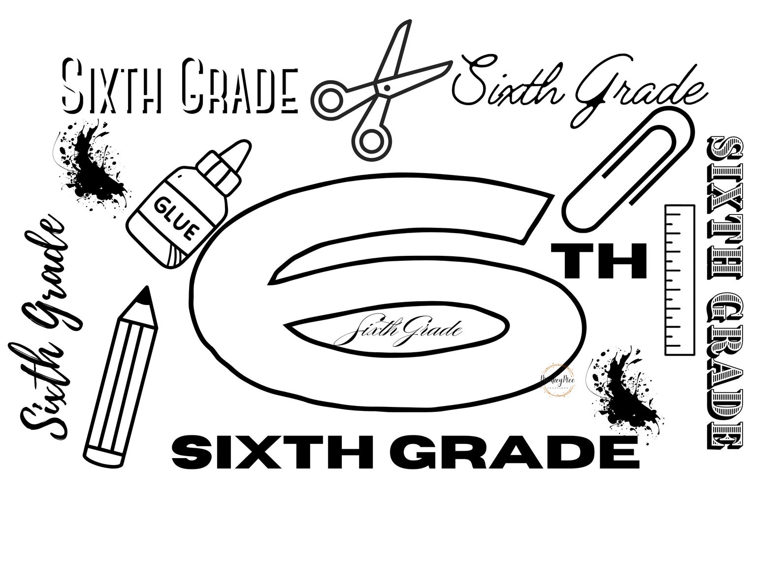 6th Grade Typography PNG File, Sublimation Designs Download, Digital ...