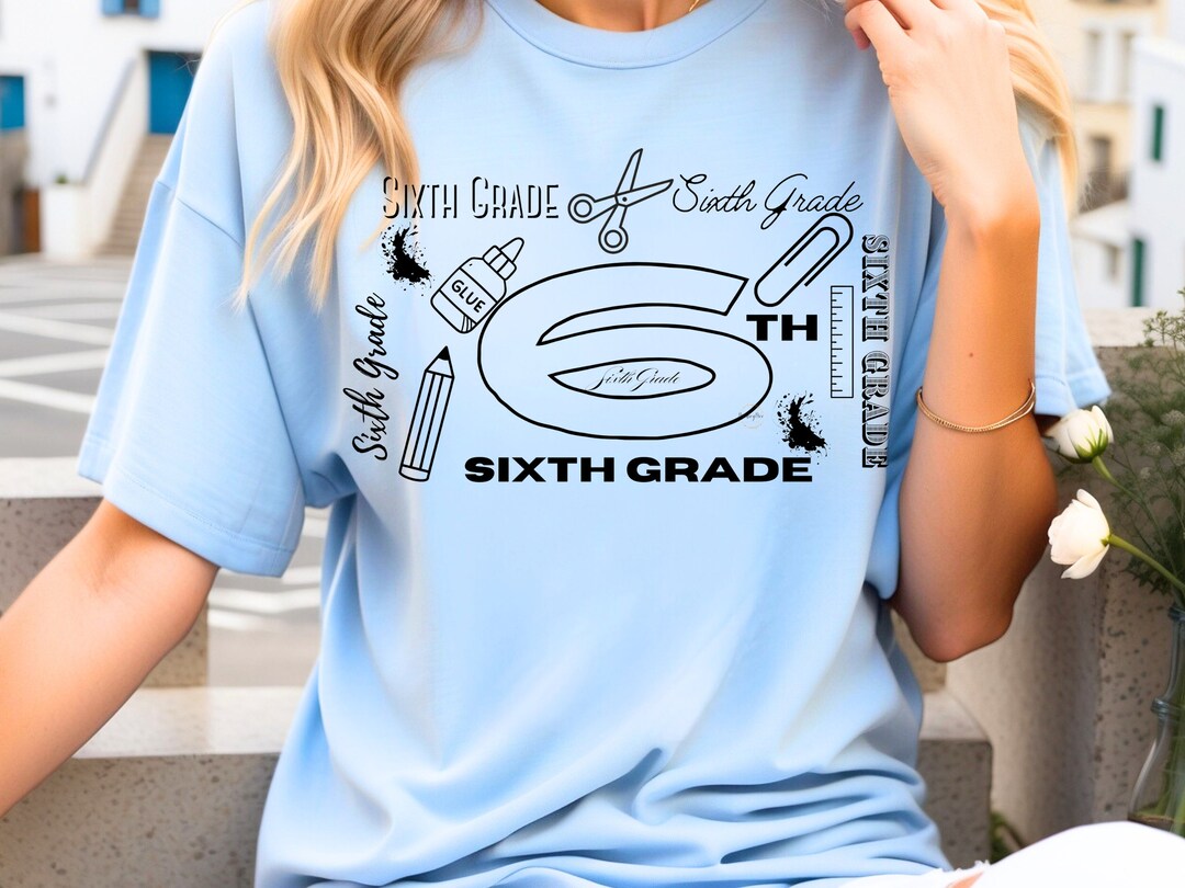 6th Grade Typography PNG File, Sublimation Designs Download, Digital ...