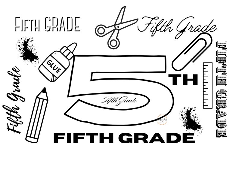 5th Grade Typography PNG File, Sublimation Designs Download, Digital ...