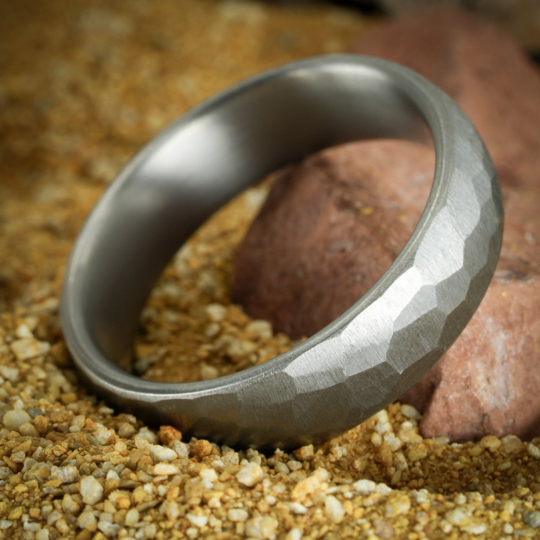 Minimal Hand-ground Titanium Ring (faceted): "the Charles" 6mm ...