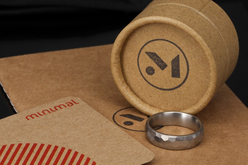 Minimal Hand-ground Titanium Ring faceted With Optional - Etsy