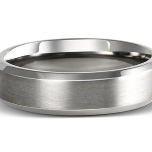 Minimal Beveled Edge Titanium Wedding Ring With Polished Beveled Edge ...
