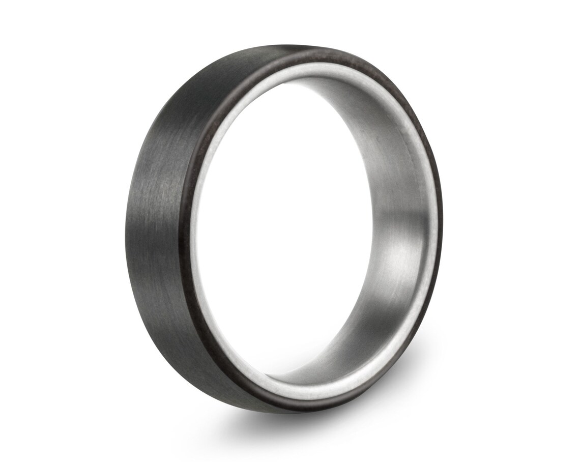 Minimal Carbon Fiber & Titanium Wedding Ring: 6mm - Etsy