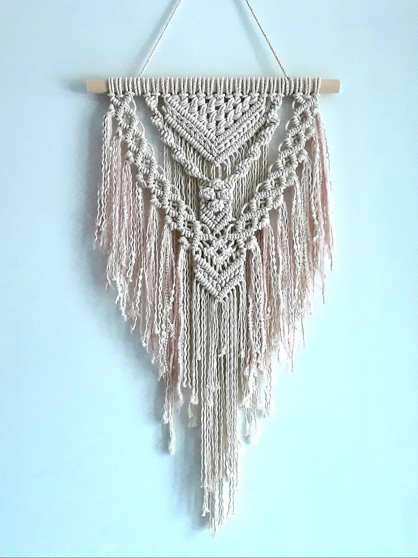 Pearl Pink Fringe Macrame Shells Wall Hanging - Etsy