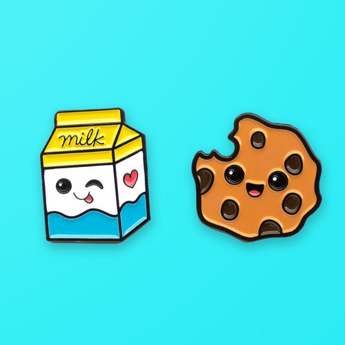 Cookie & Milk Enamel Pin Set of 2 Soft Enamel Pins Lapel | Etsy
