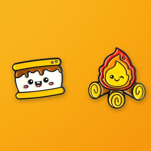 Camping S'mores & Camp Fire Enamel Pin Set of 2 Soft - Etsy