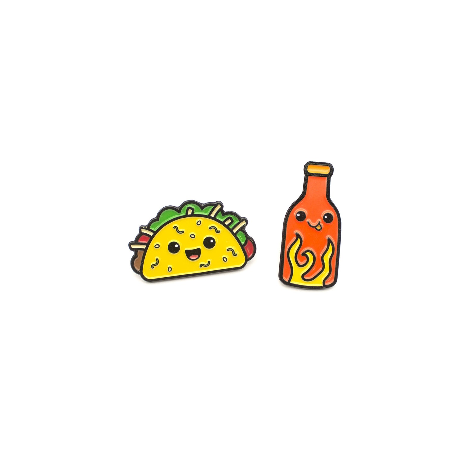 Taco & Hot Sauce Enamel Pin Set of 2 Soft Enamel Pins | Etsy
