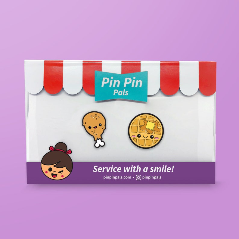 Chicken & Waffle Enamel Pin Set of 2 Soft Enamel Pins - Etsy