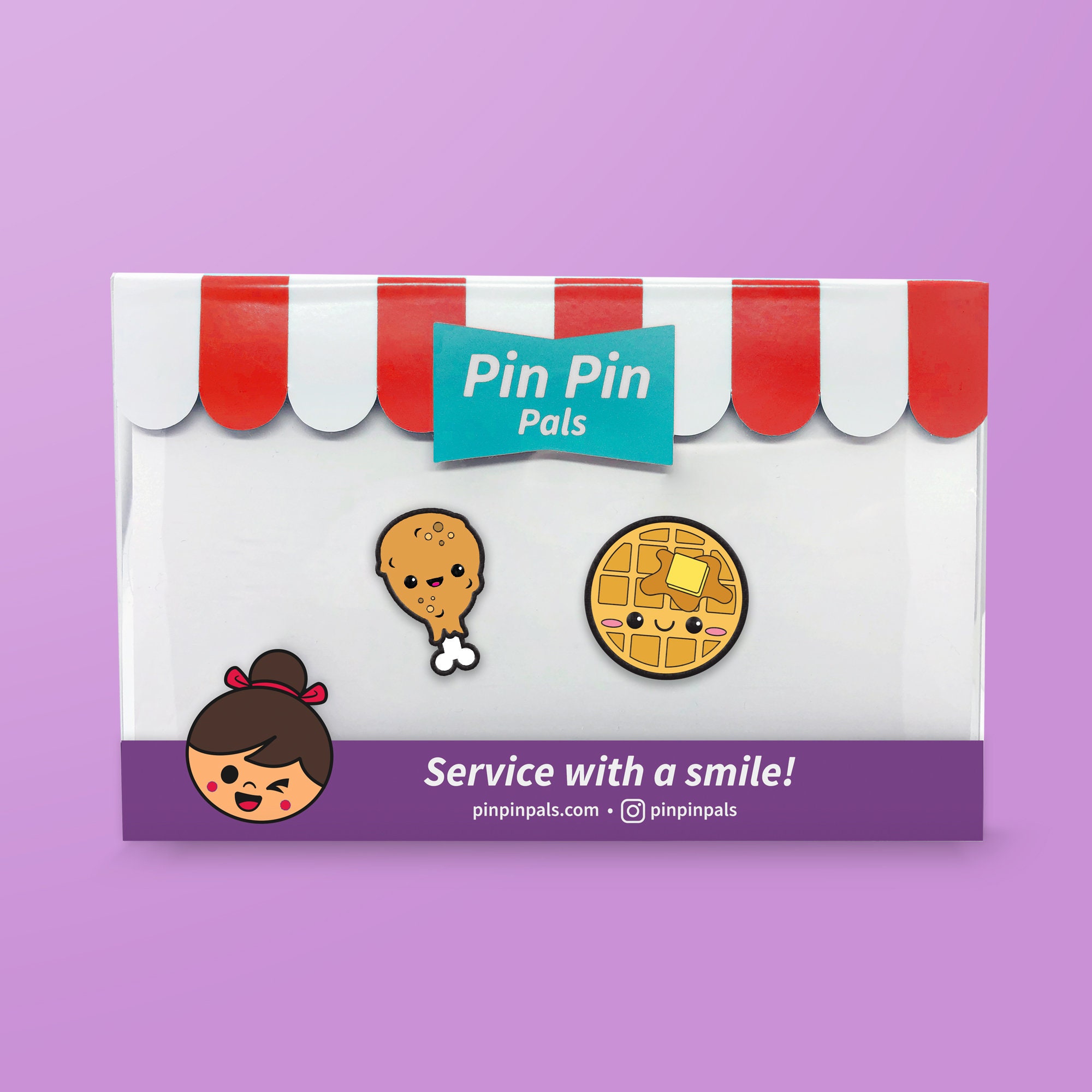 Chicken & Waffle Enamel Pin Set of 2 Soft Enamel Pins - Etsy