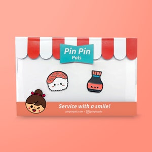 Sushi & Soy Sauce Enamel Pin Set of 2 Soft Enamel Pins Lapel Pins Food ...