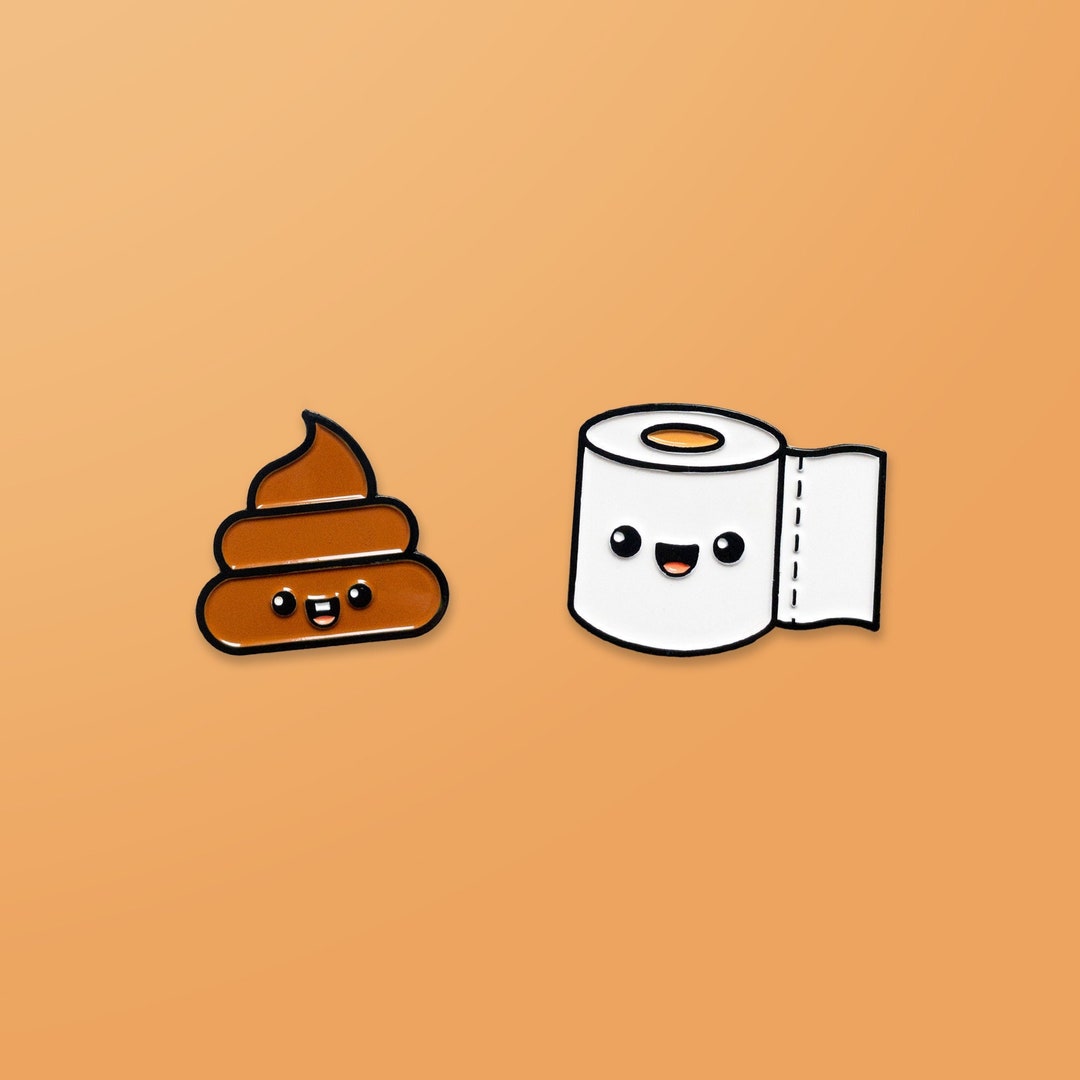 Enamel Pins - Poop & Toilet Paper - Set of 2 - Soft Enamel Pins - Lapel ...