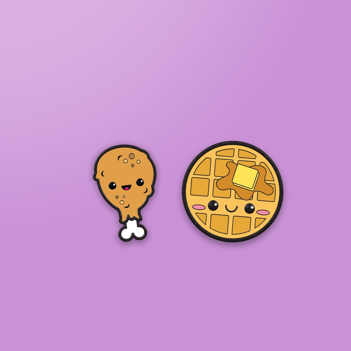Chicken & Waffle Enamel Pin Set of 2 Soft Enamel Pins - Etsy