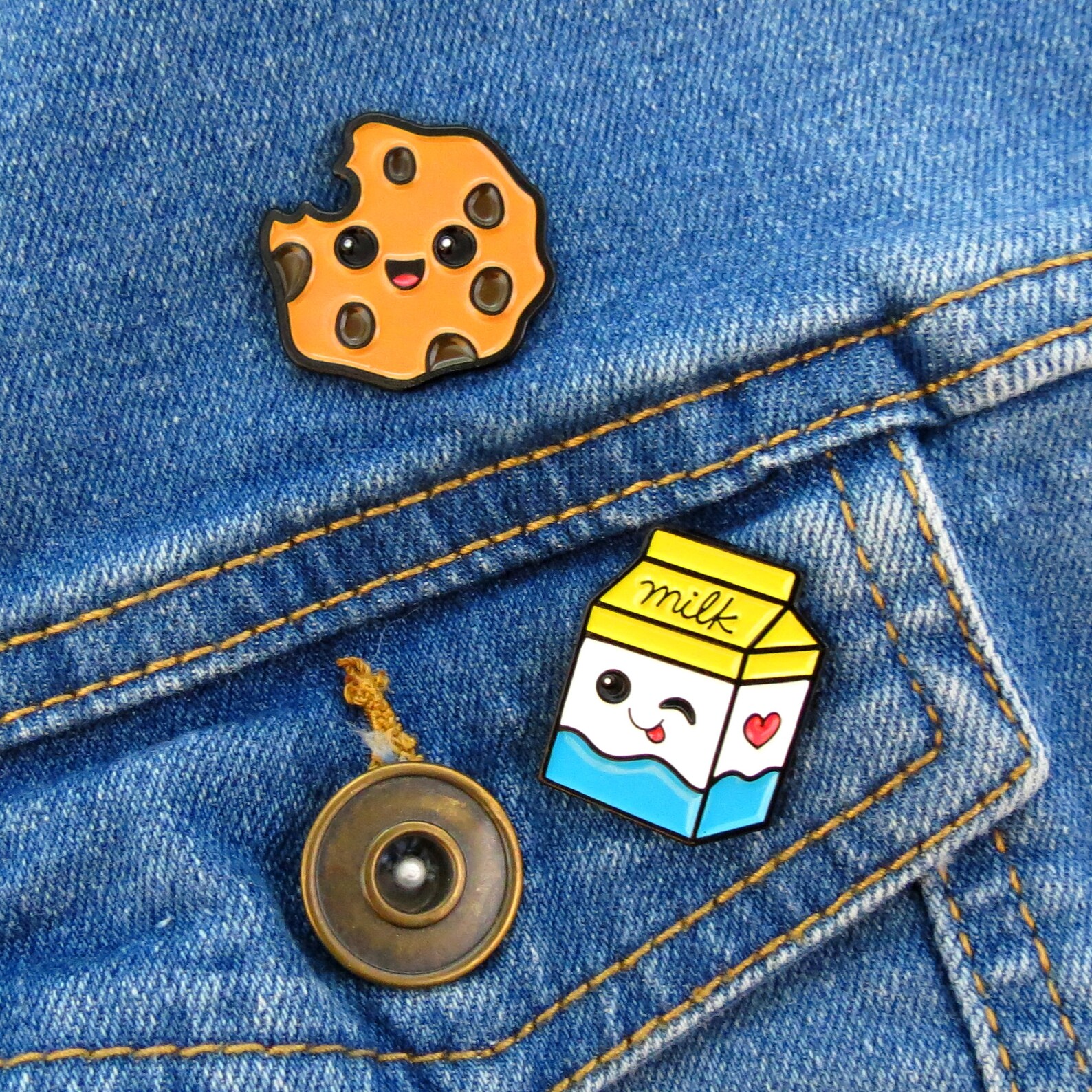 Cookie & Milk Enamel Pin Set of 2 Soft Enamel Pins Lapel | Etsy