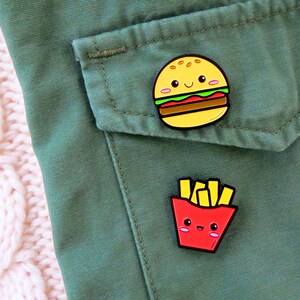 Burger & Fries Enamel Pin Set of 2 - Soft Enamel Pins - Lapel Pins ...