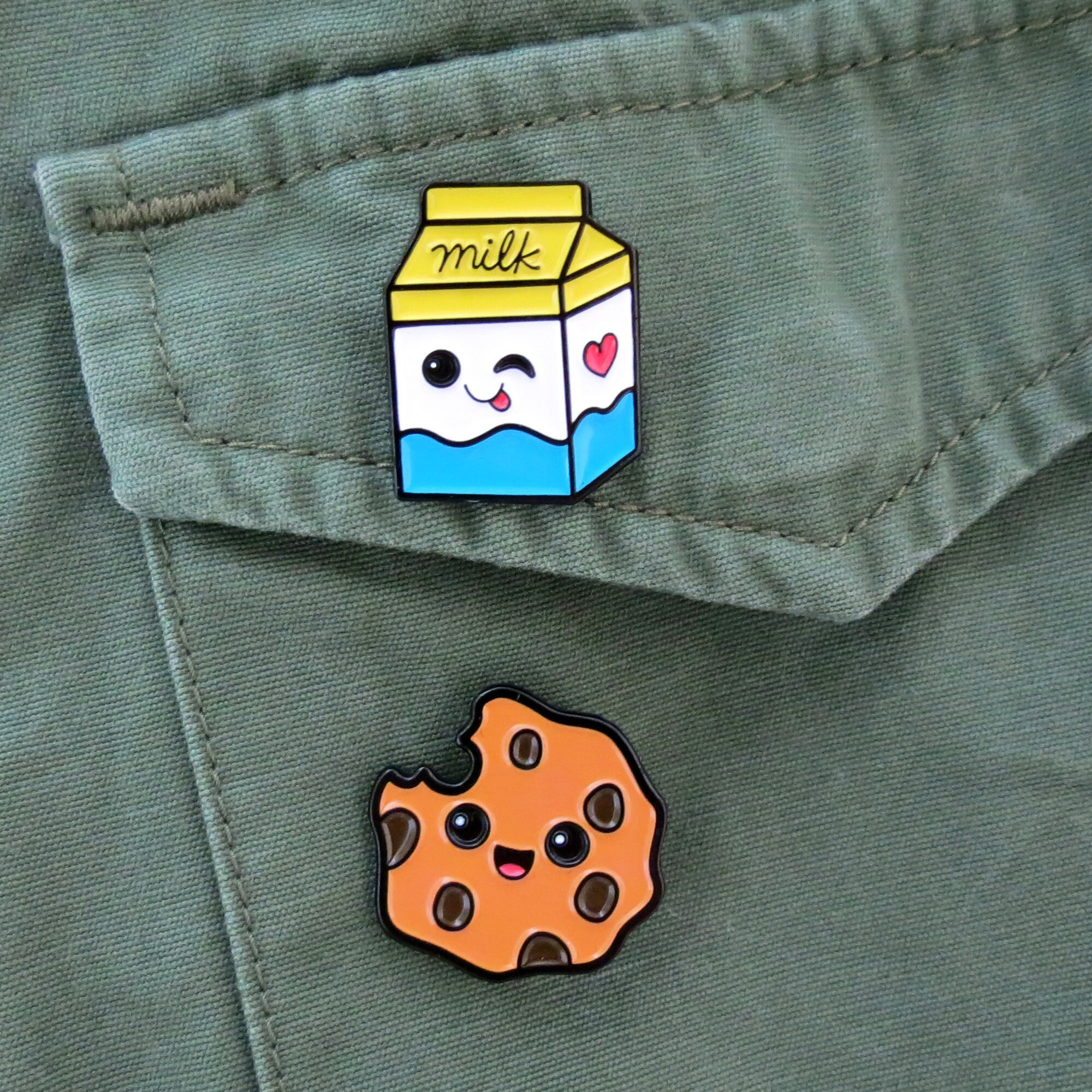Cookie & Milk Enamel Pin Set of 2 Soft Enamel Pins Lapel | Etsy