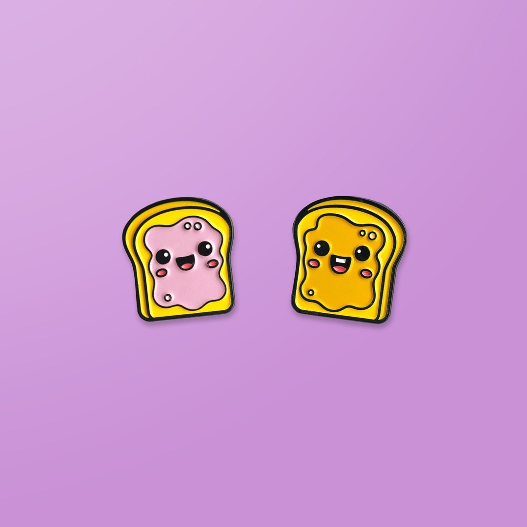 Peanut Butter & Jelly - Enamel Pin Set of 2 - Soft Enamel Pins - Lapel ...
