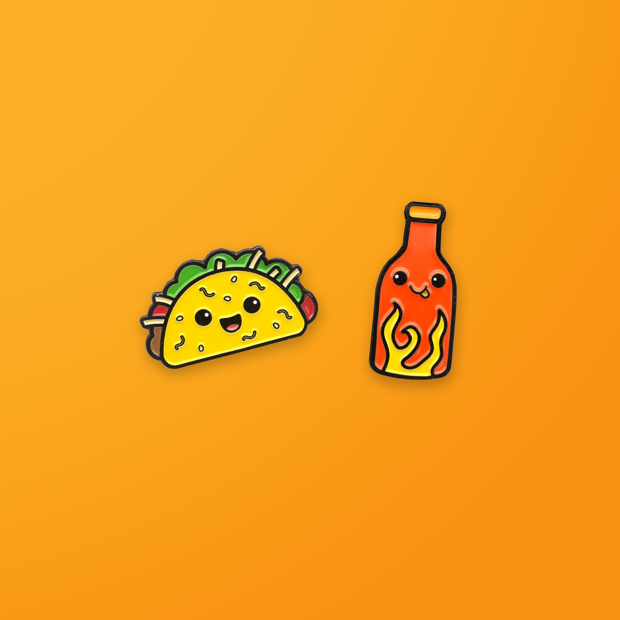 Taco & Hot Sauce Enamel Pin Set of 2 Soft Enamel Pins | Etsy