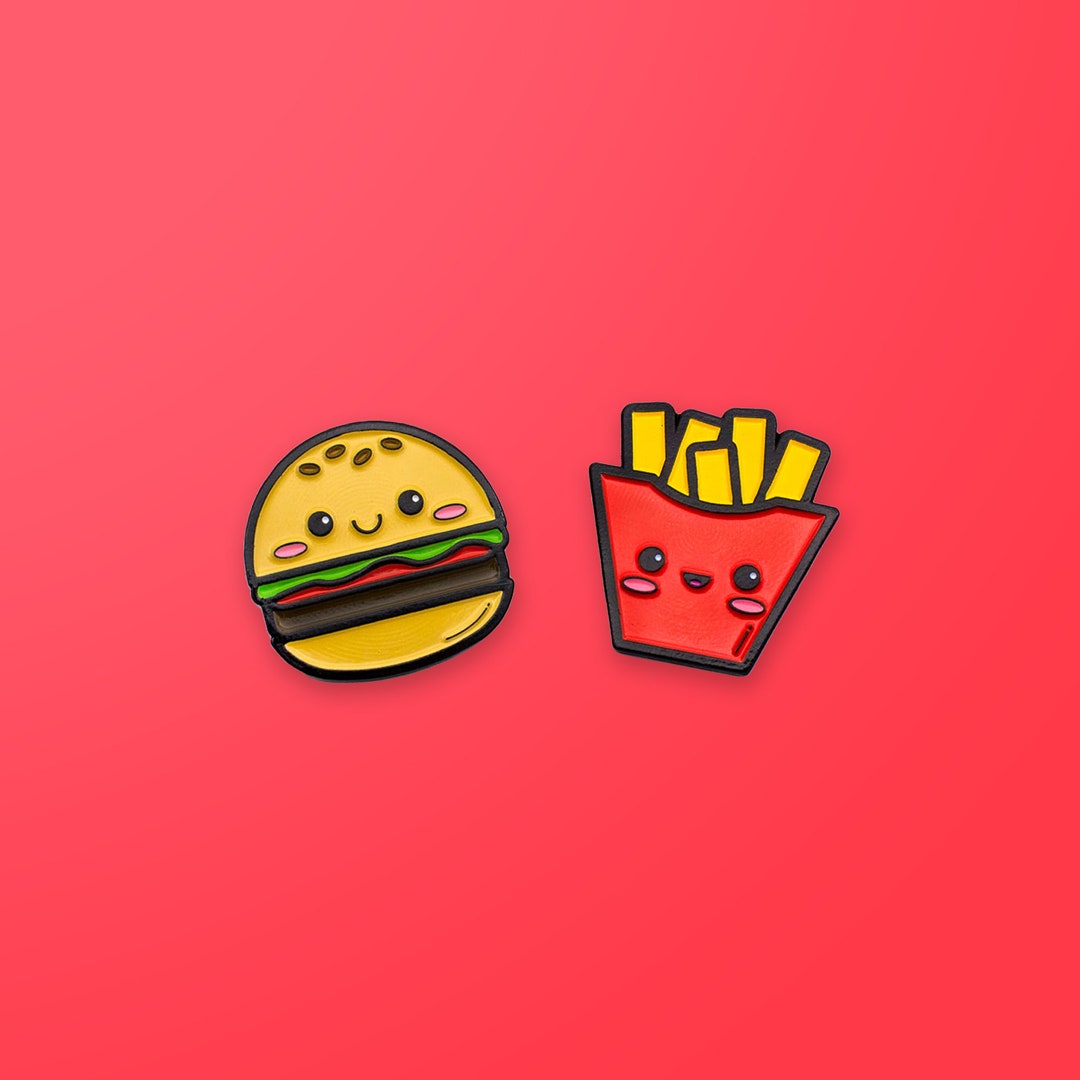 Burger & Fries Enamel Pin Set of 2 - Soft Enamel Pins - Lapel Pins ...