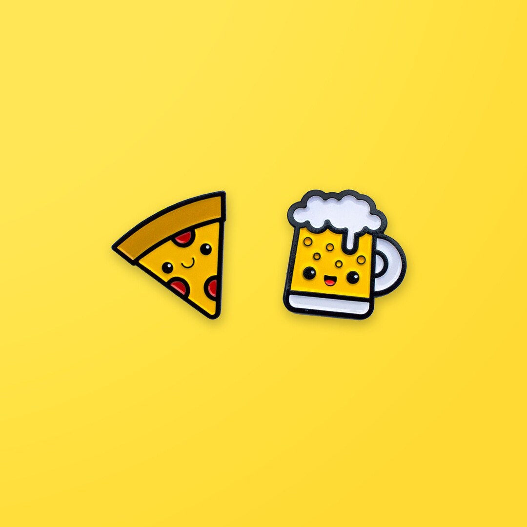 Pizza & Beer Enamel Pin Set of 2 - Soft Enamel Pins - Lapel Pins - Food ...