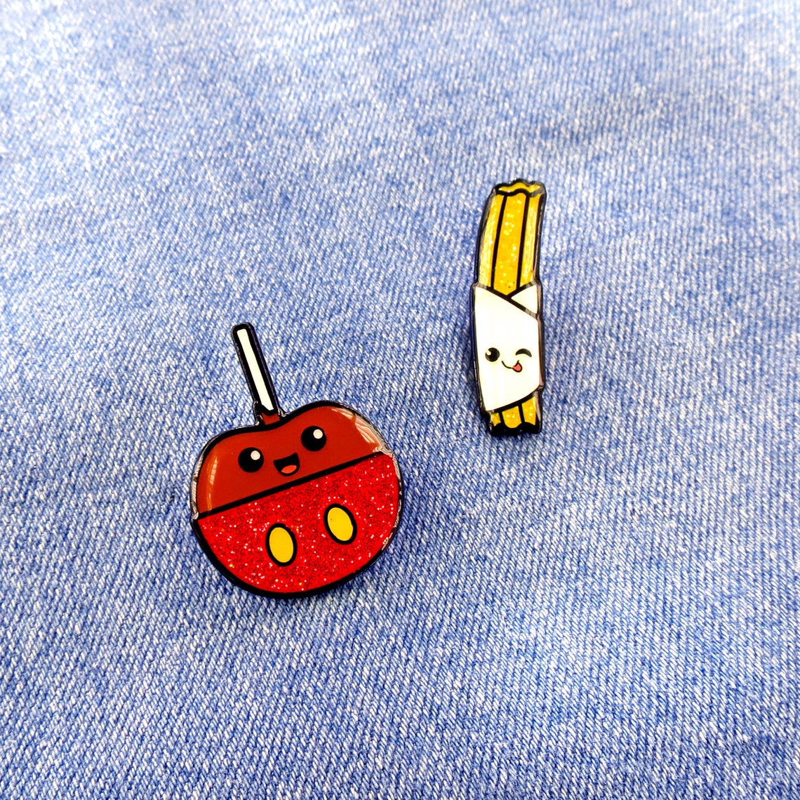 Disney Caramel Apple & Churro Enamel Pin Set of 2 Glitter - Etsy