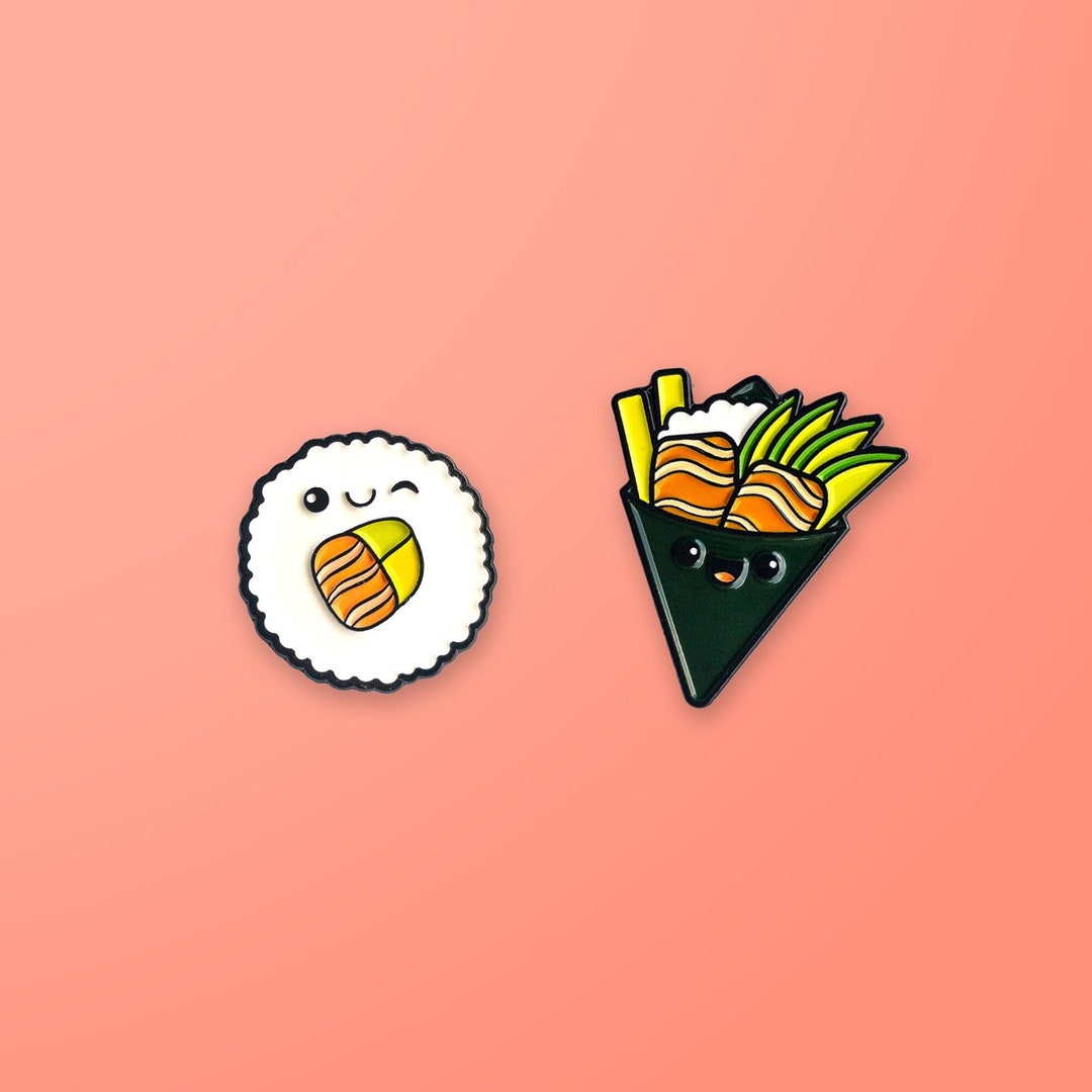 Sushi Roll & Hand Roll Enamel Pin Set of 2 - Soft Enamel Pins - Lapel ...