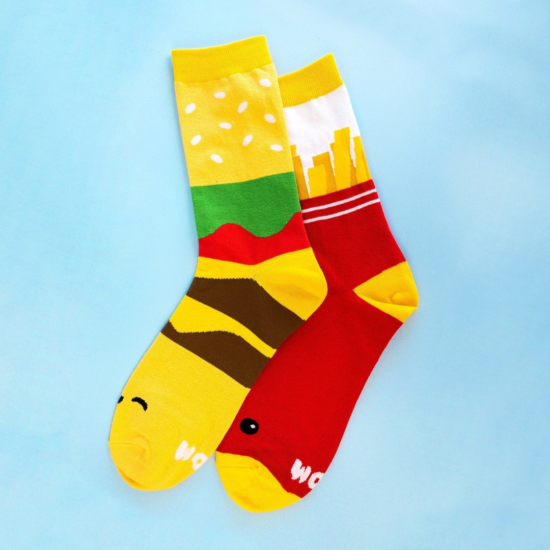 Burger & Fries Crew Socks - Fun Socks - Novelty Socks - Fast Food Socks ...
