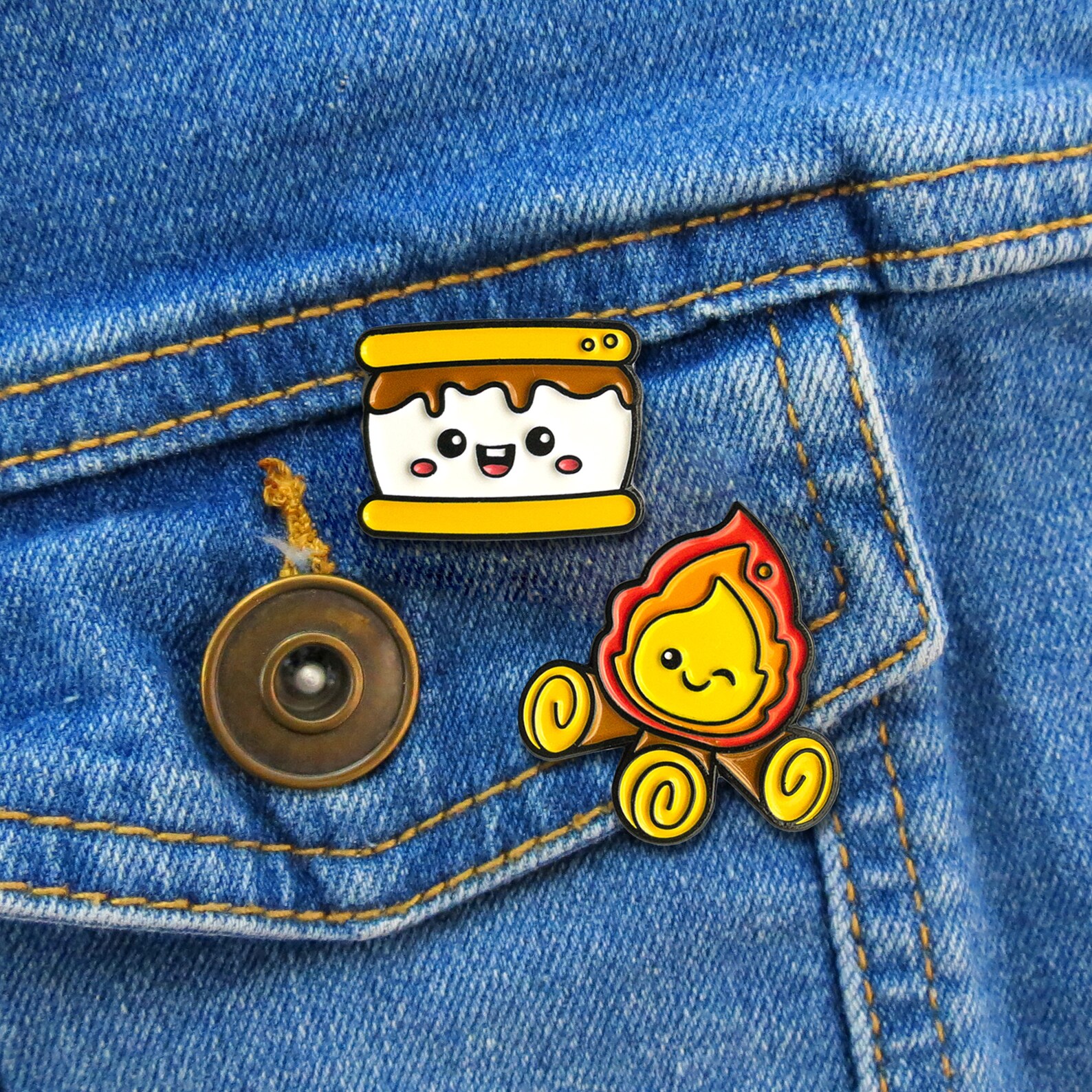 Camping S'mores & Camp Fire Enamel Pin Set of 2 Soft - Etsy