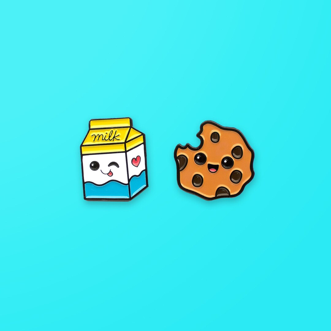 Cookie & Milk Enamel Pin Set of 2 - Soft Enamel Pins - Lapel Pins ...