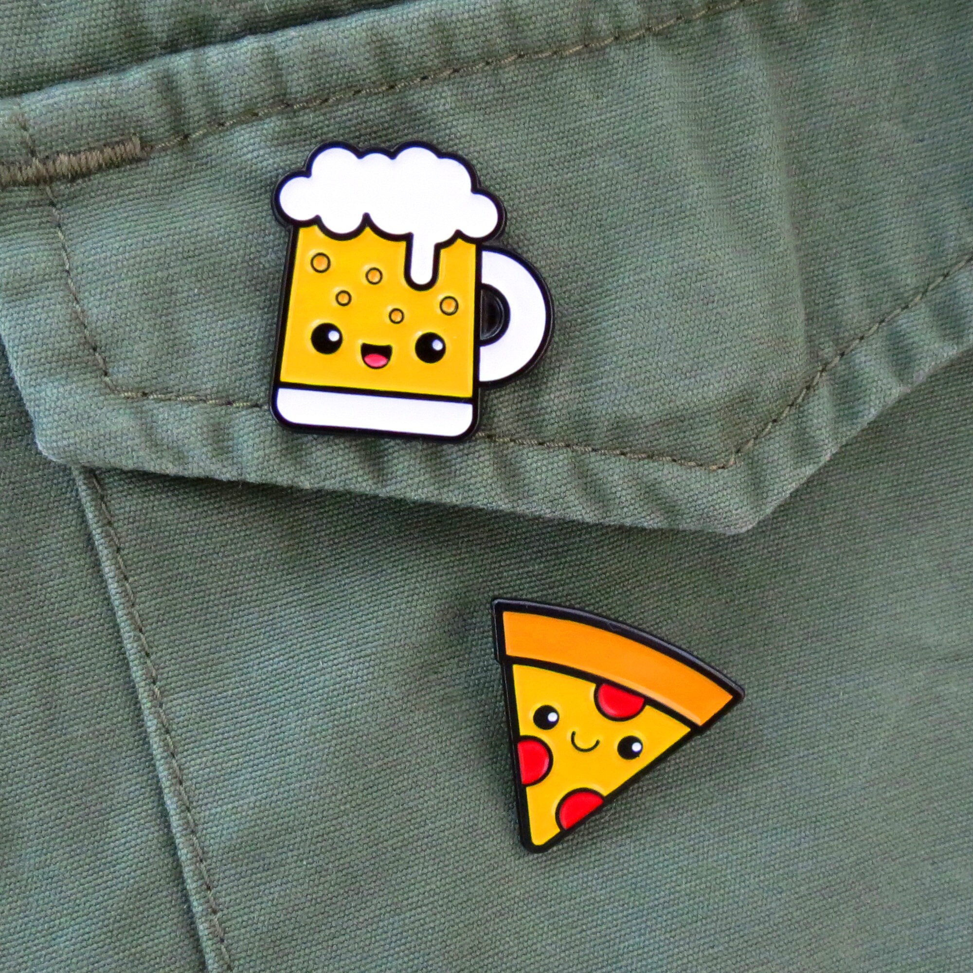 Pizza & Beer Enamel Pin Set of 2 Soft Enamel Pins Lapel | Etsy