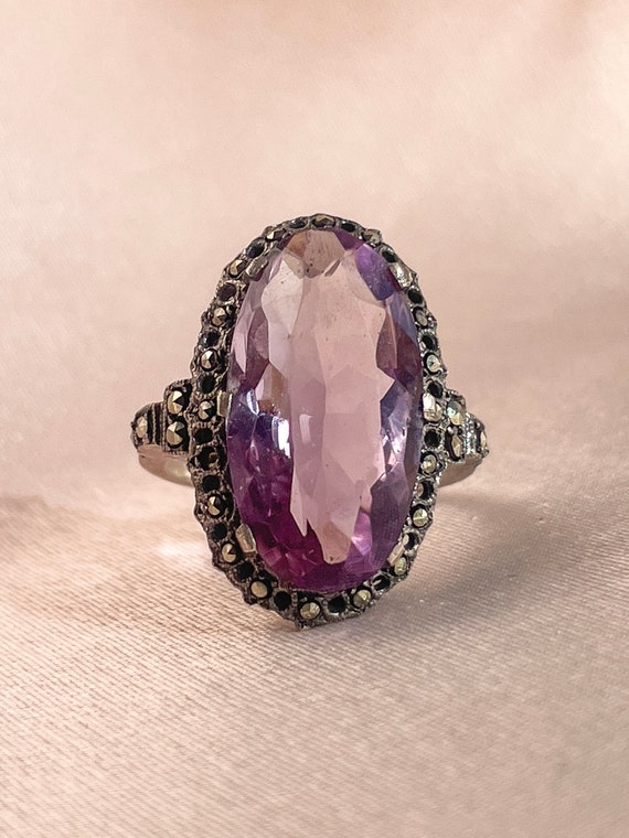 Vintage Amethyst Silver Victorian Gothic Ring - Gem