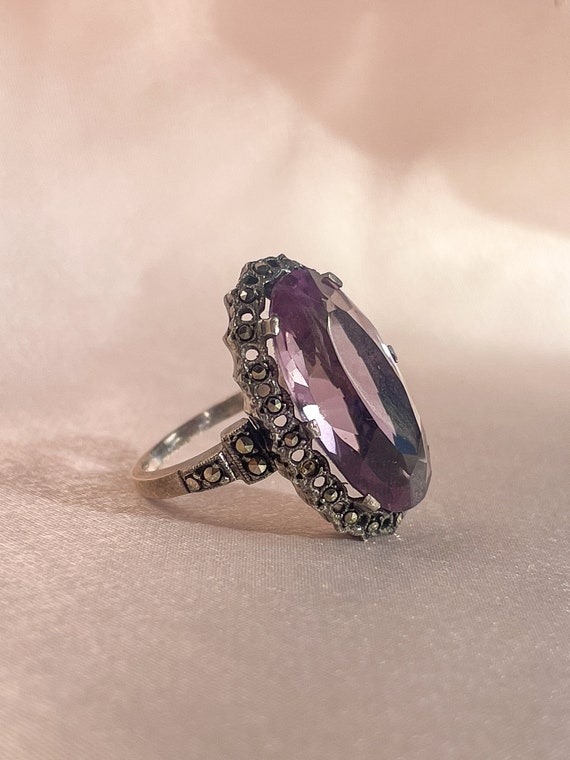 Vintage Amethyst Silver Victorian Gothic Ring - Gem