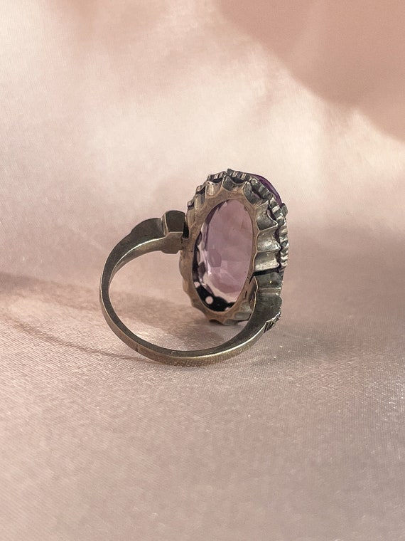 Vintage Amethyst Silver Victorian Gothic Ring - Gem