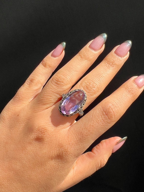 Vintage Amethyst Silver Victorian Gothic Ring - Gem