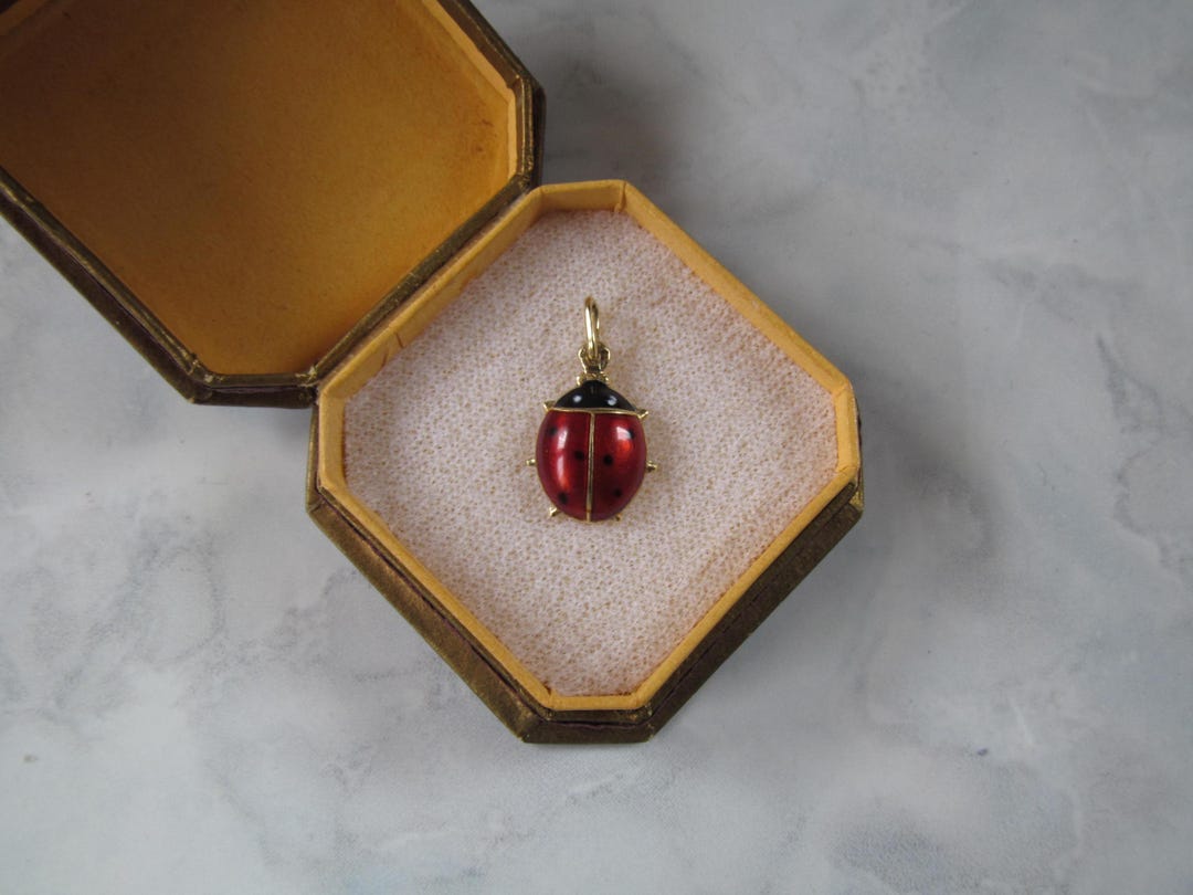 Vintage 14K Gold Enamel Ladybug Pendant - Charm - Luck Symbol - Retro ...