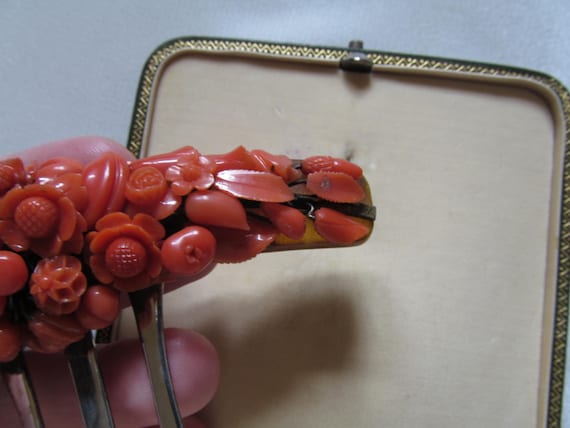 Antique Italian Coral Comb - Victorian Coral Comb -… - Gem