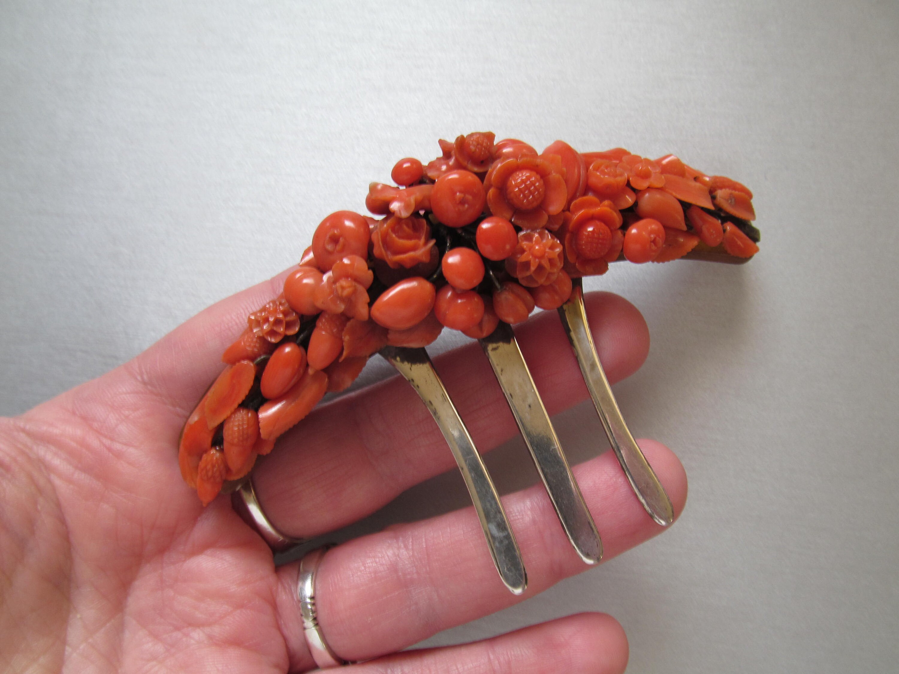 Antique Italian Coral Comb - Victorian Coral Comb - Hair Pin - Etsy