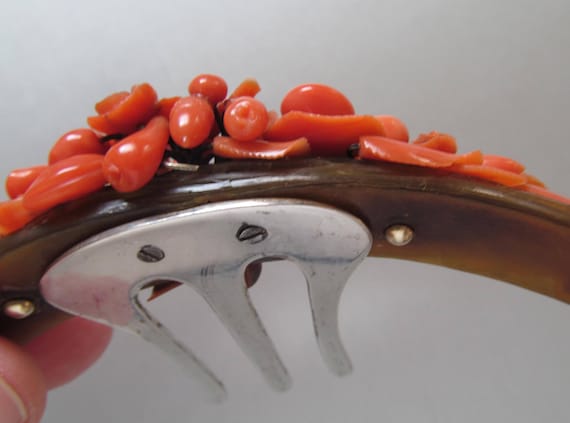 Antique Italian Coral Comb - Victorian Coral Comb -… - Gem