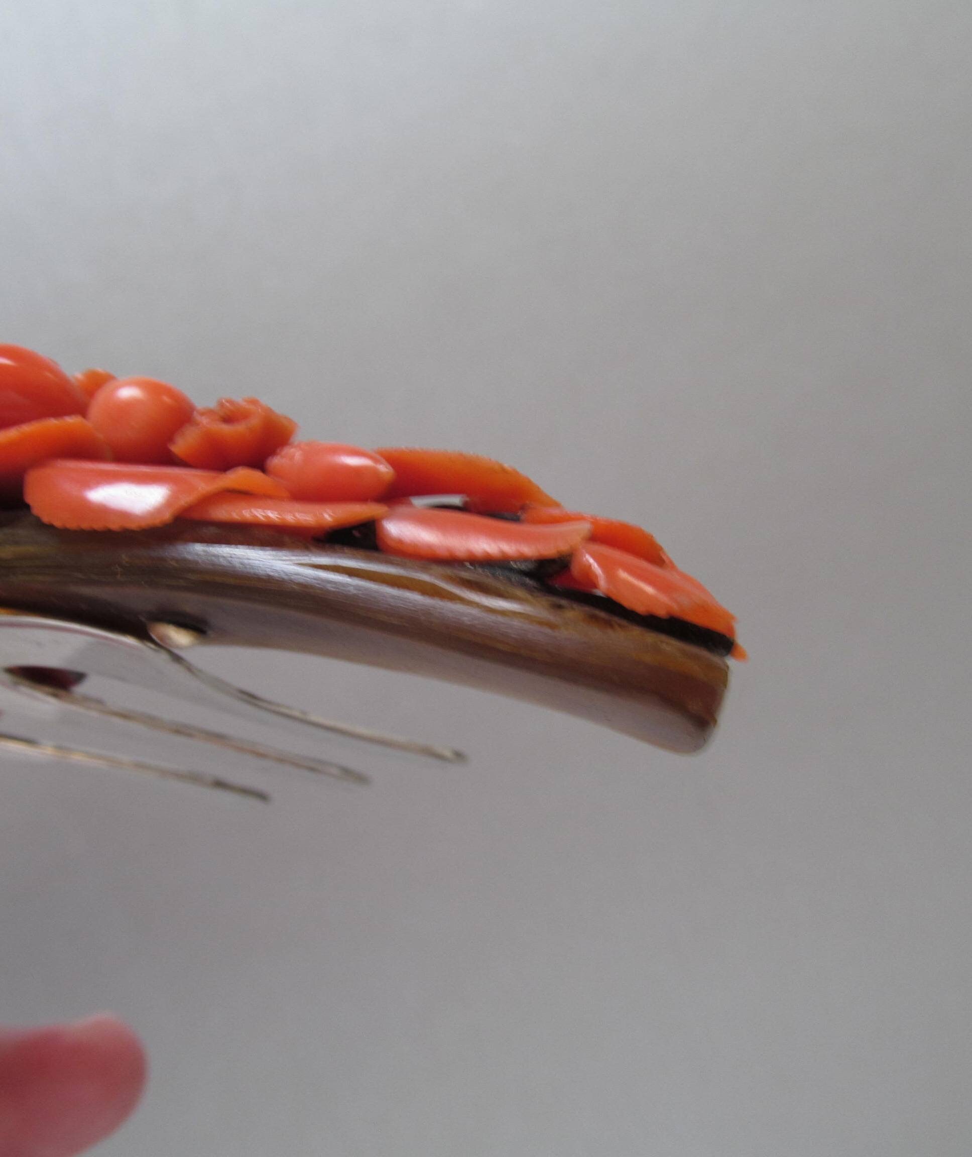 Antique Italian Coral Comb Victorian Coral Comb Hair Pin - Etsy