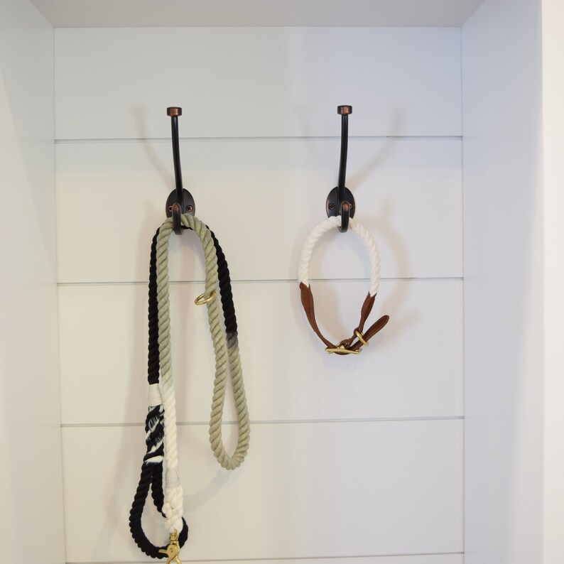 White Rope Dog Collar Adjustable Rope & Leather Dog Collar | Etsy