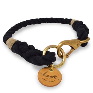 Mariner Series Black Rope Dog Collar Spun Polyester Rope With Italian ...