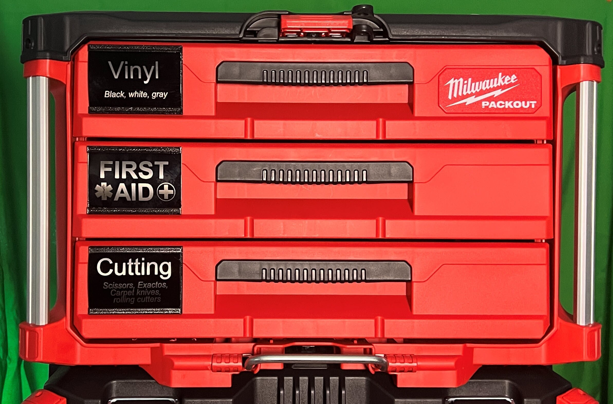 Laser engraved label system for Milwaukee Packout drawers. — Starbase3d