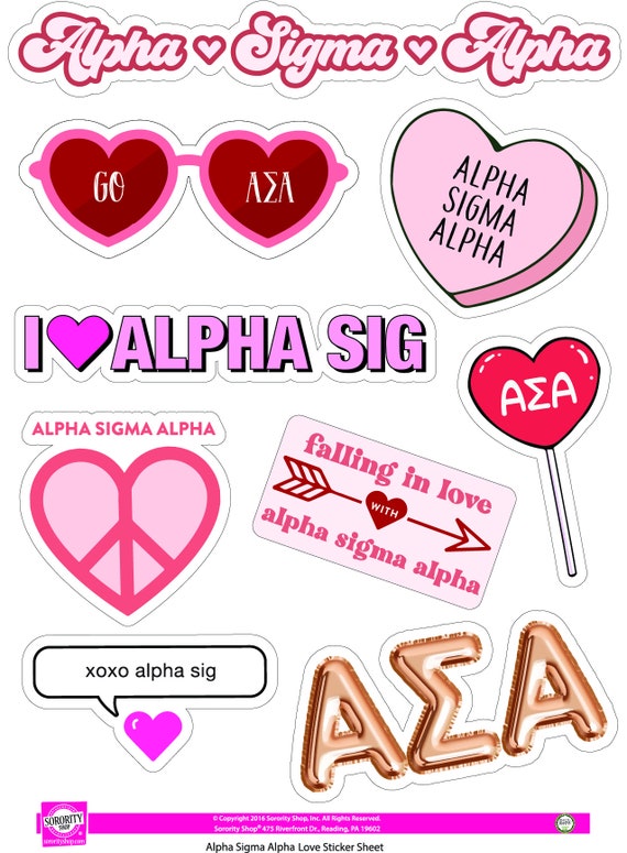 Alpha Sigma Alpha Love Sticker Sheet - Etsy