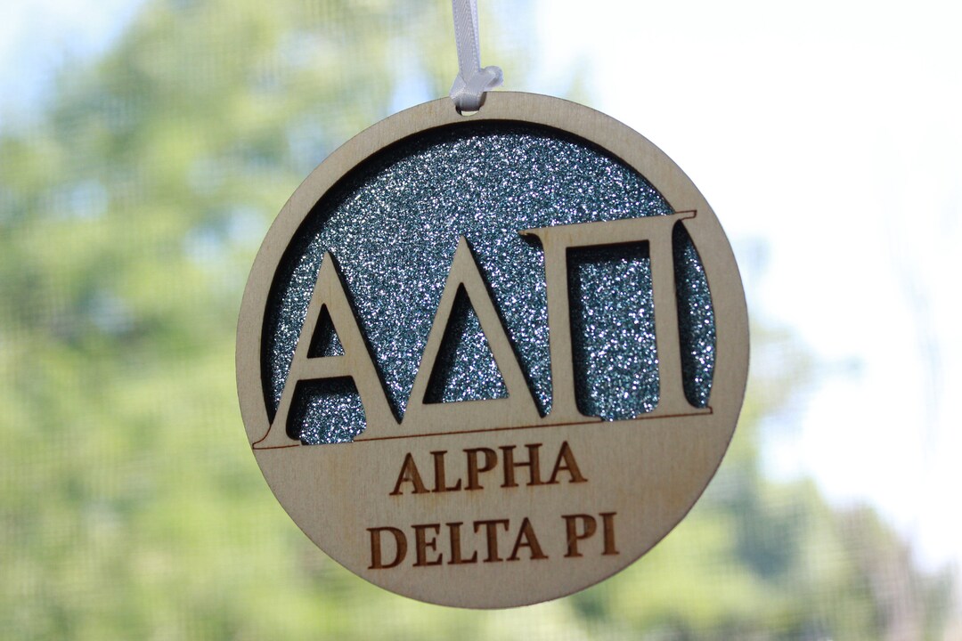 Alpha Delta Pi Wooden Glitter Ornament - Etsy