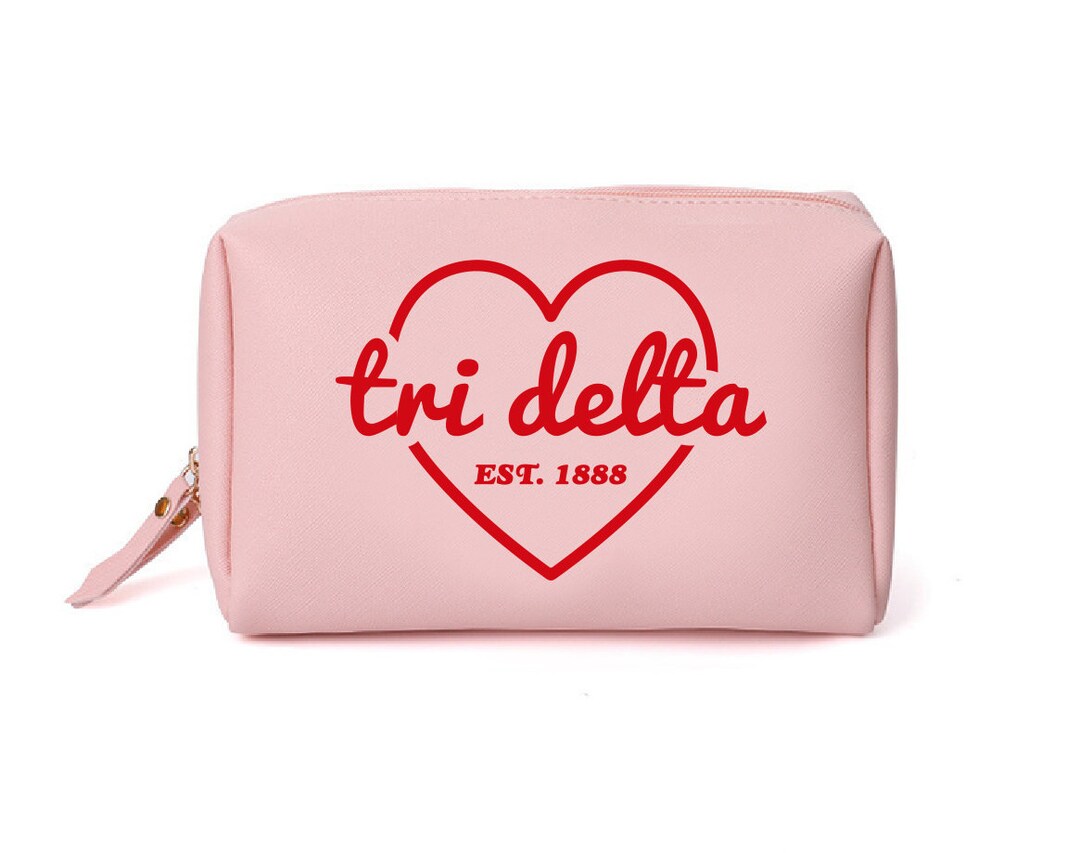 Tri Delta Pink & Red Makeup Bag - Etsy