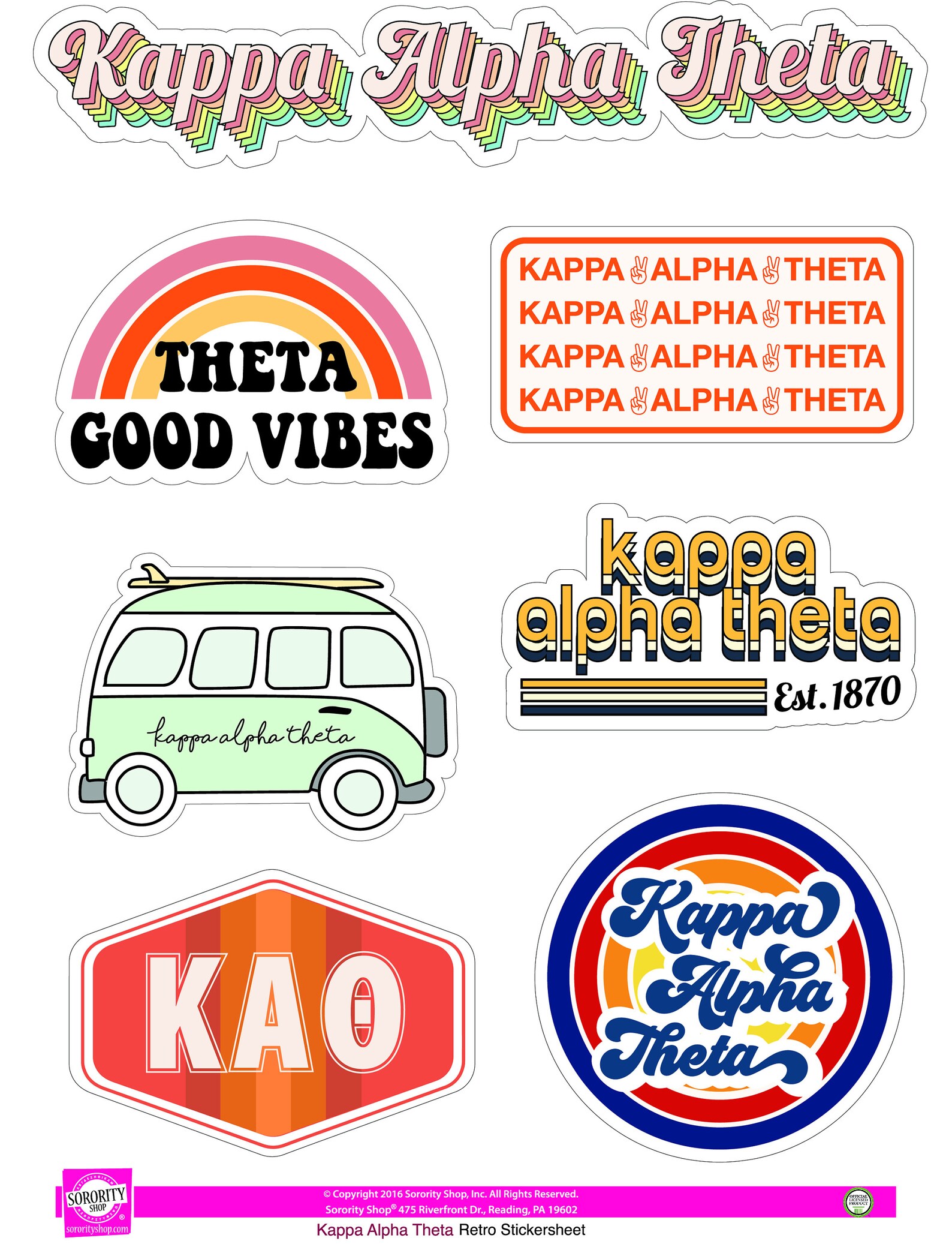 Kappa Alpha Theta Retro Sticker Sheet - Etsy