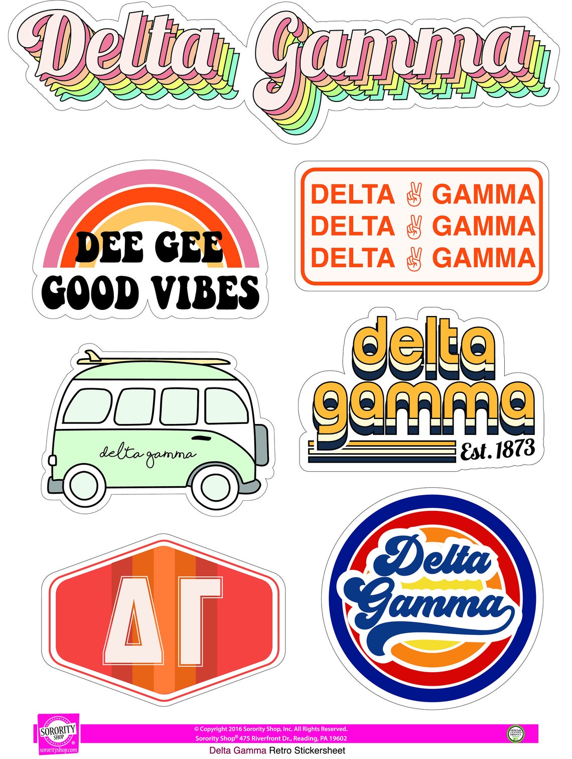 Delta Gamma Retro Sticker Sheet | Etsy