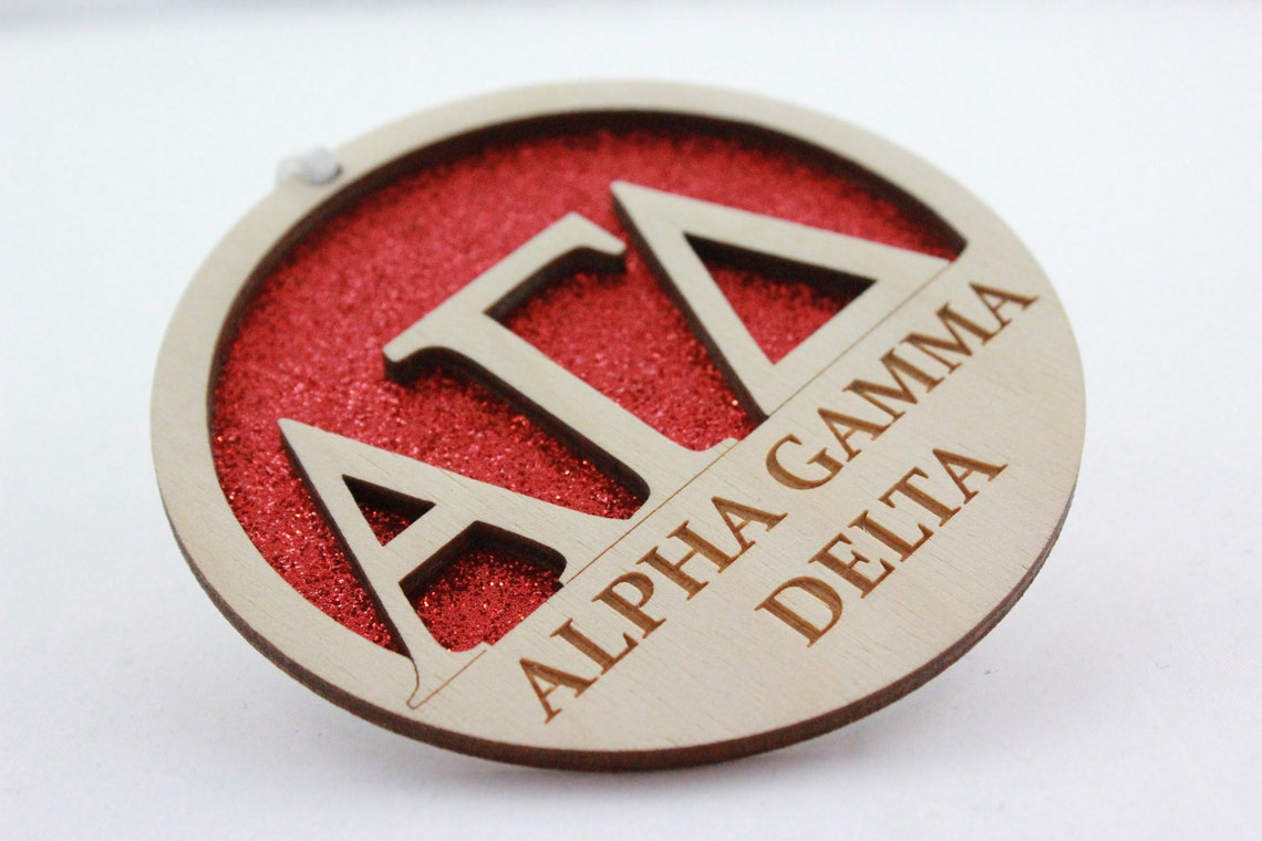 Alpha Gamma Delta Wooden Glitter Ornament - Etsy
