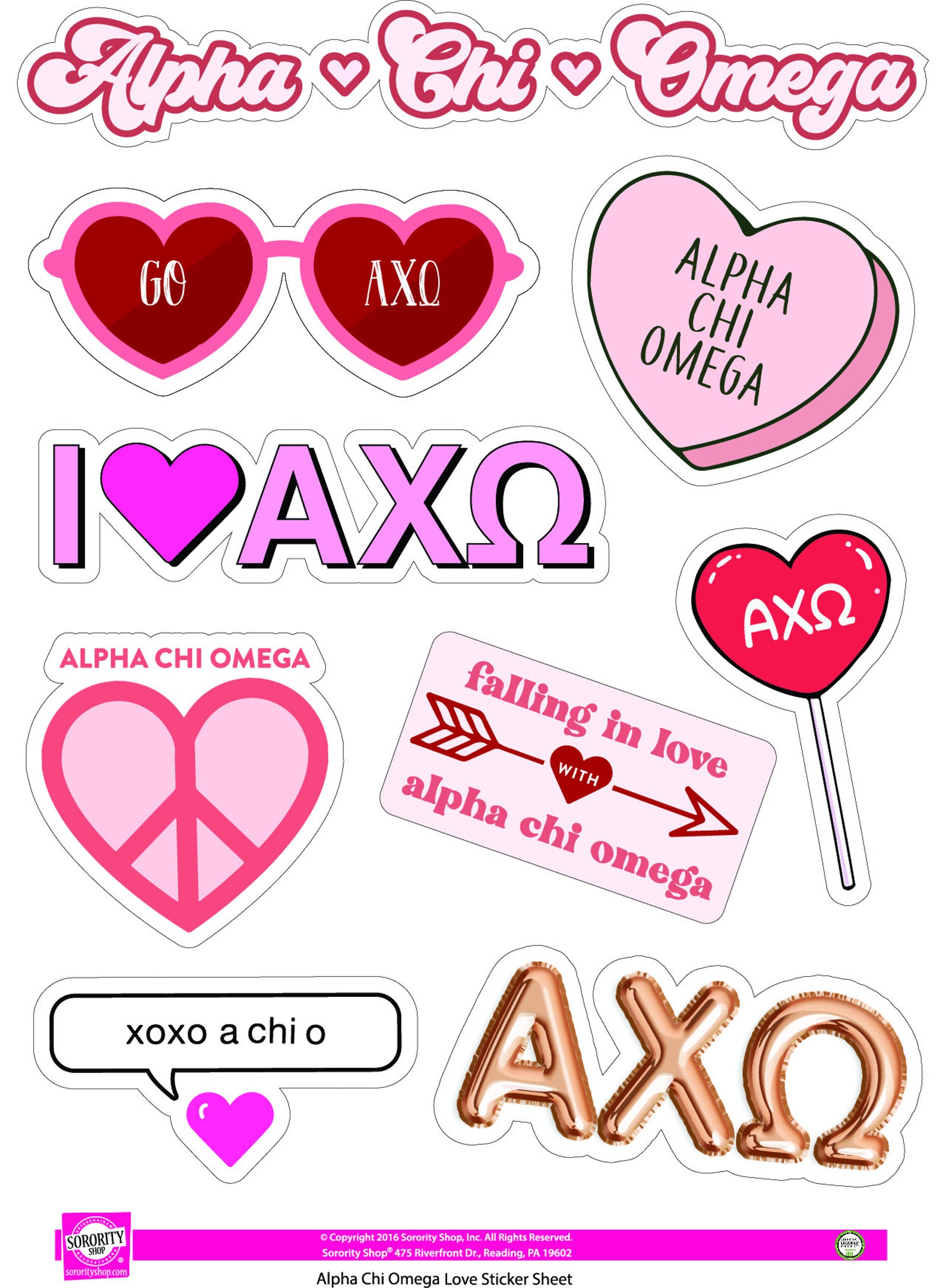 Alpha Chi Omega Love Sticker Sheet - Etsy
