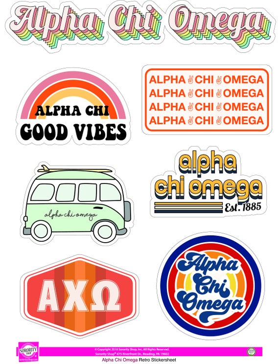 Alpha Chi Omega Retro Sticker Sheet | Etsy