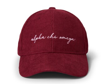 Alpha Chi Omega Cursive Baseball Hat Embroidered Baseball - Etsy